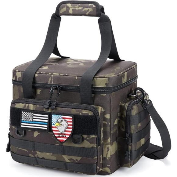 Tactical Lunch Box for Men, Leakproof Insulated Lunch Bag (Black-Camo ...